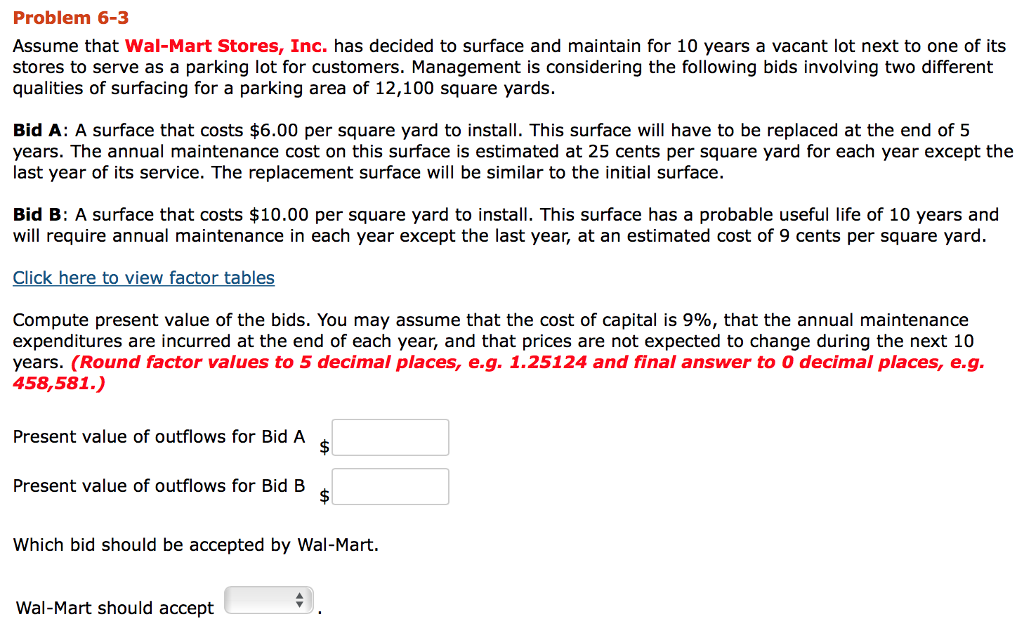 Solved Problem 6-3 Assume that Wal-Mart Stores, Inc. has | Chegg.com