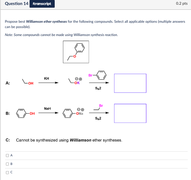 Solved Propose best Williamson ether syntheses for the | Chegg.com