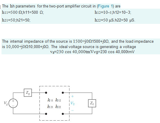 Solved The hh parameters for the two-port amplifier circuit | Chegg.com