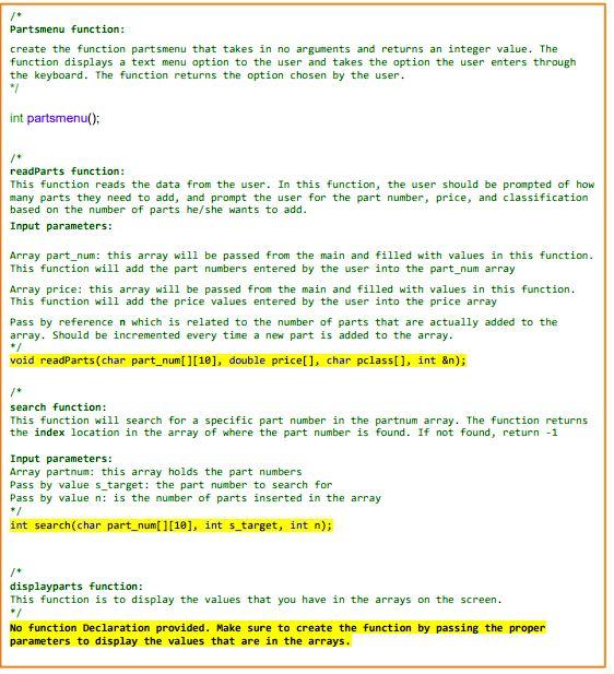 Solved int search(char part_num[][10], int s_target, int n); | Chegg.com