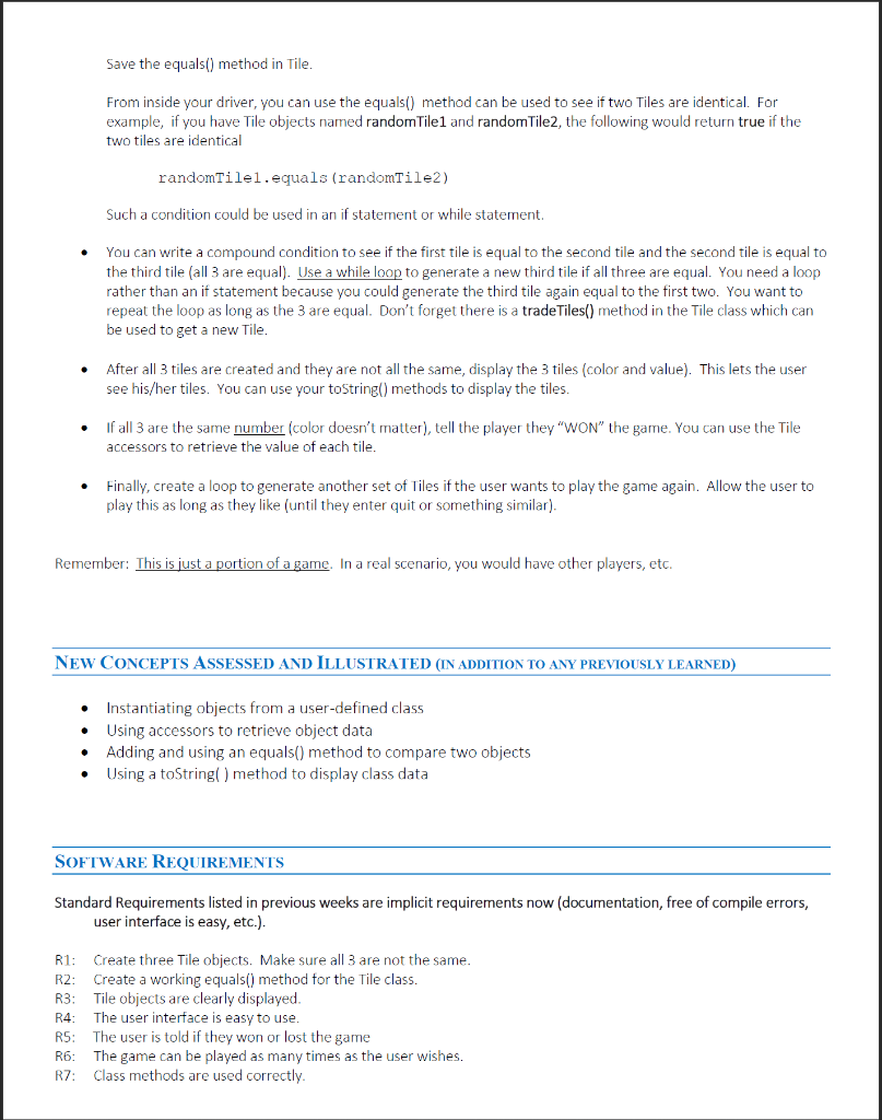 Solved Tile Game Take 2 Narrative Description Last Week We Chegg