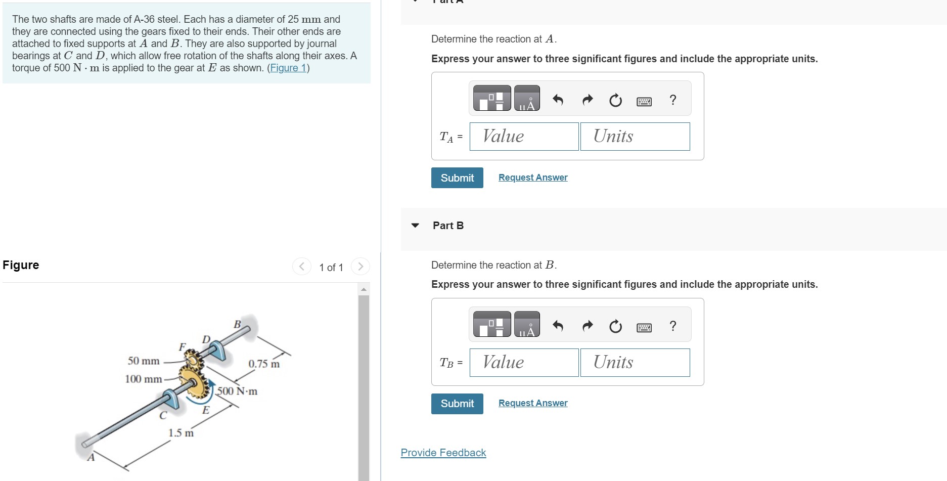 Solved The two shafts are made of A-36 steel. Each has a | Chegg.com