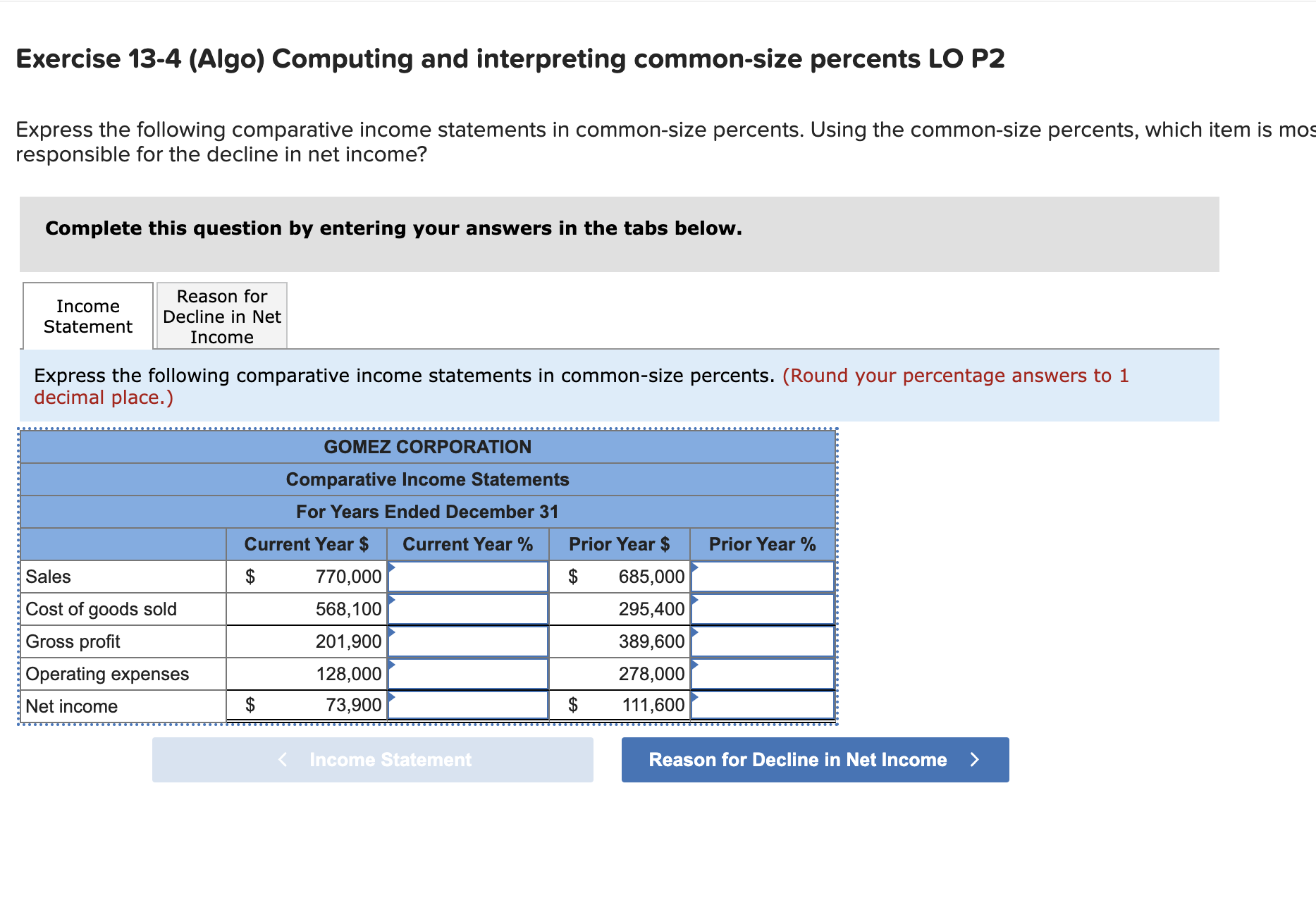 Solved Exercise 13-4 (Algo) Computing and interpreting | Chegg.com