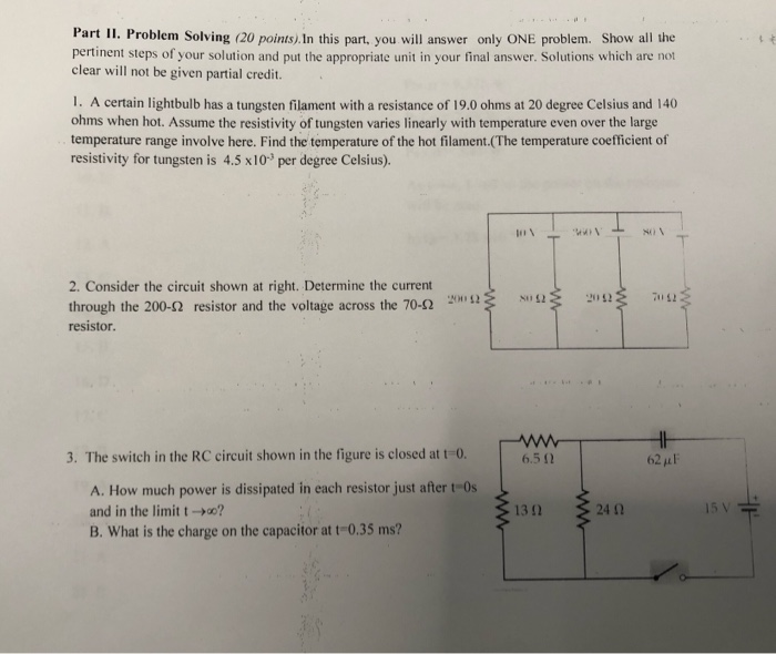 Solved Part II. Problem Solving (20 points, In this part, | Chegg.com