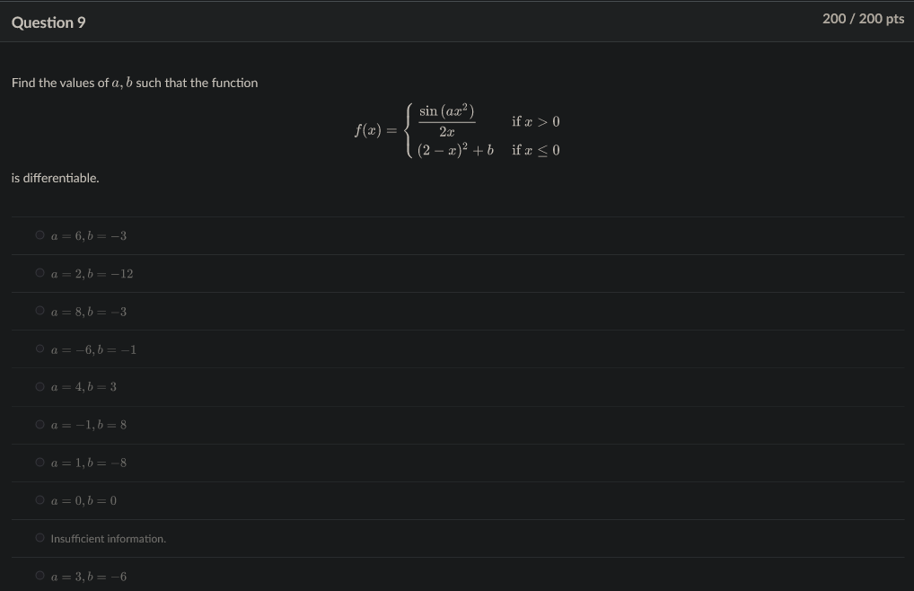 Solved Find the values of a,b such that the function | Chegg.com