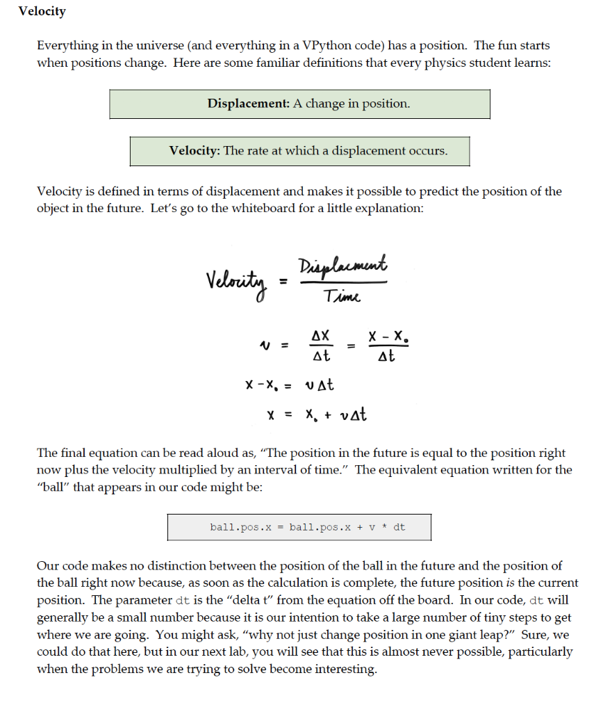 Phys151:Applied Physics Lab 3: Velocity Position | Chegg.com