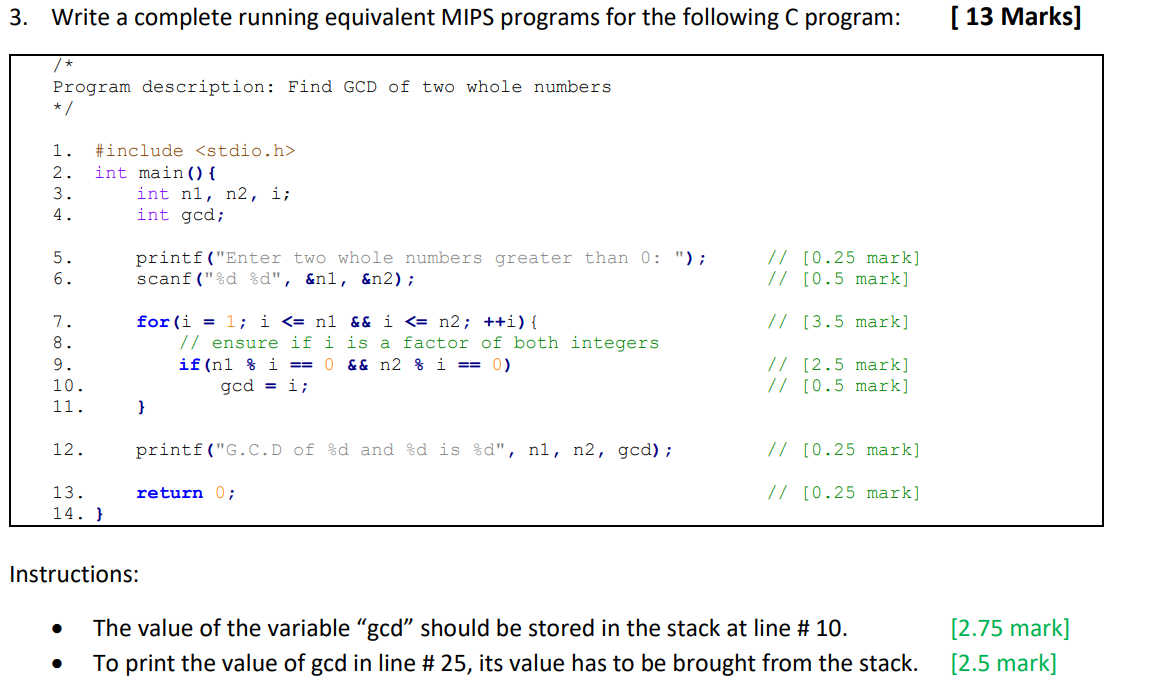 Solved /⋆ Program description: Find GCD of two whole numbers | Chegg.com