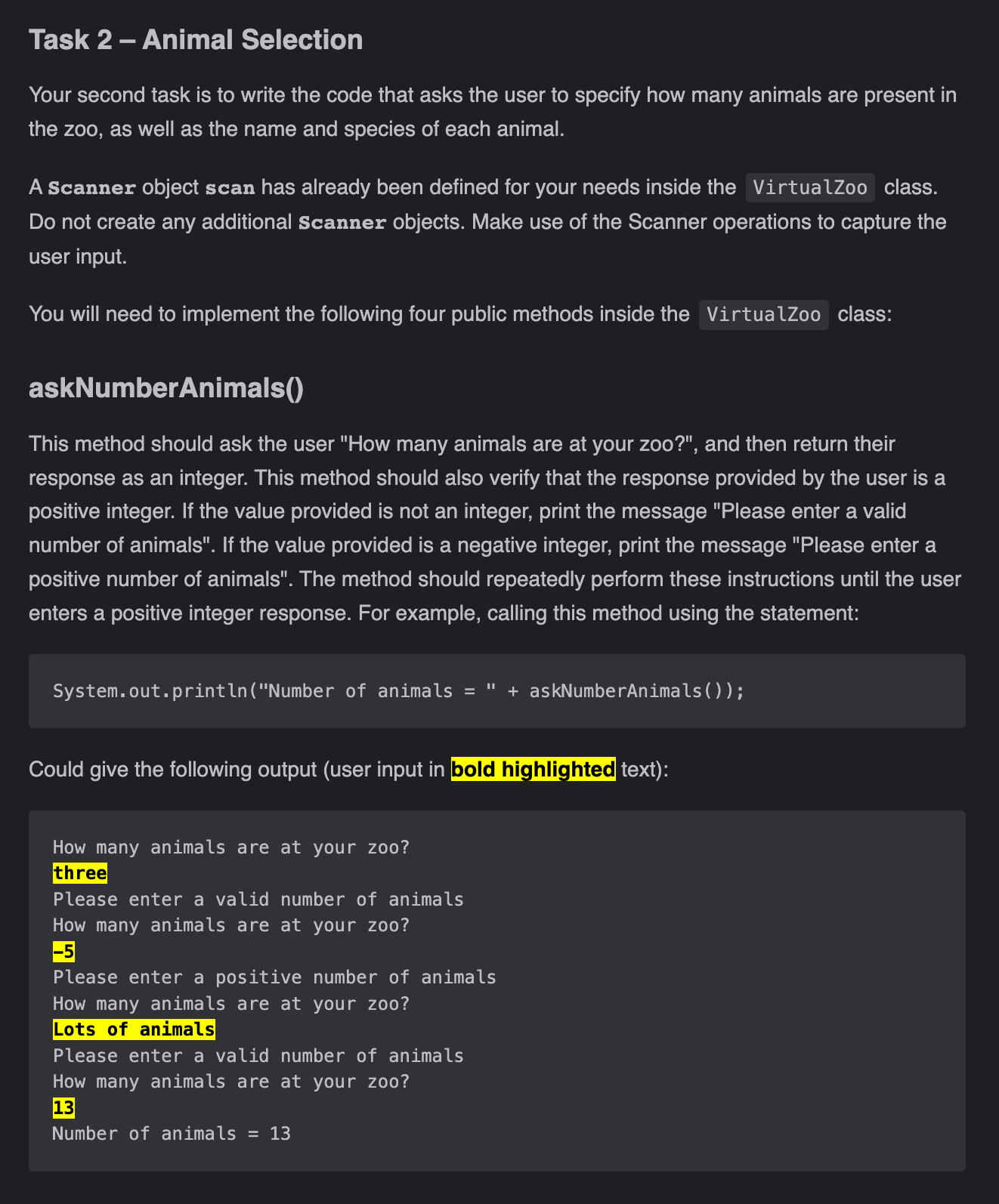 Solved Task 1 - Animal Class Take some time to read through | Chegg.com