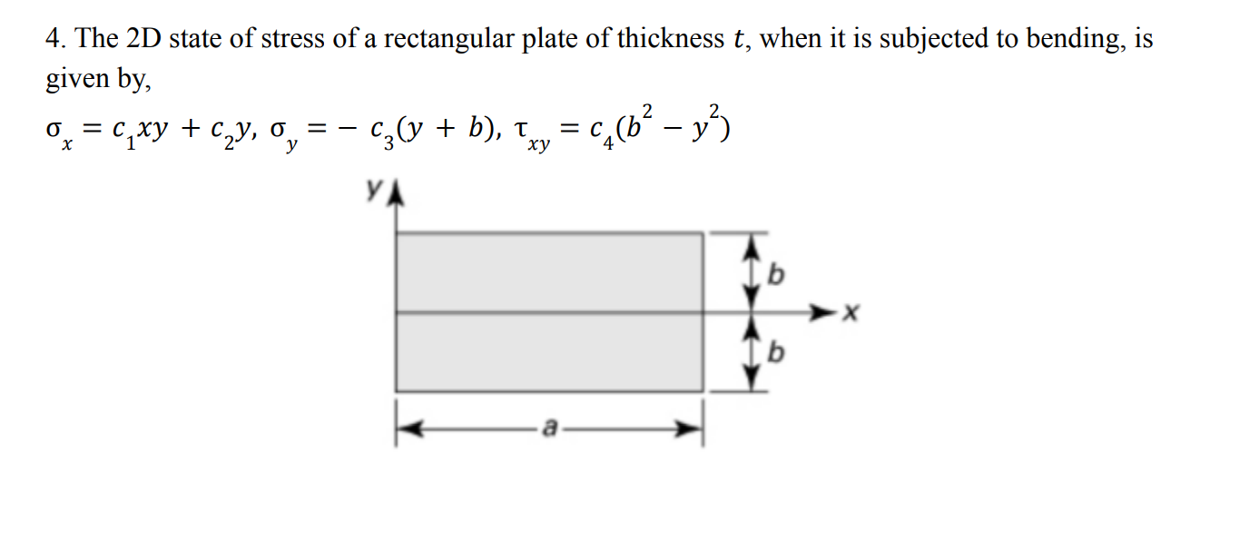 Solved 4. The 2D state of stress of a rectangular plate of | Chegg.com