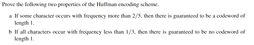 Solved Prove The Following Two Properties Of The Huffman 