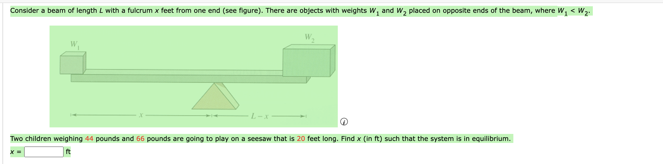 Solved (i)Two children weighing 44 ﻿pounds and 66 ﻿pounds | Chegg.com