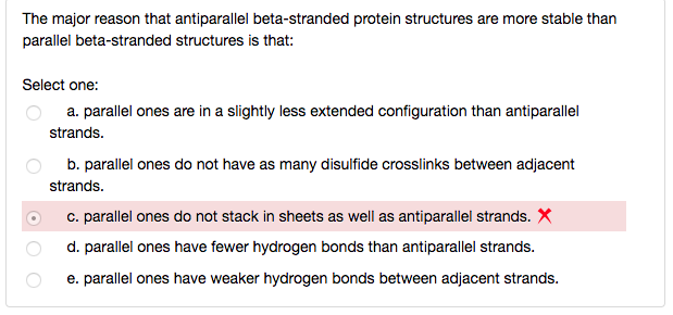 Solved The major reason that antiparallel beta-stranded | Chegg.com
