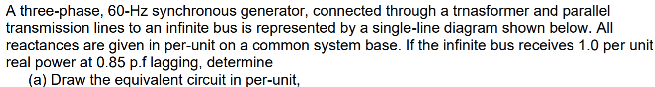 Solved A three-phase, 60-Hz synchronous generator, connected | Chegg.com