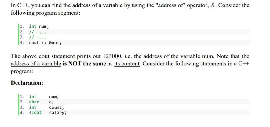 Solved Introduction to pointers Every byte in the computer's | Chegg.com