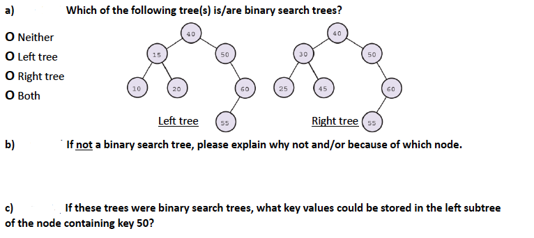 Solved a) Which of the following tree(s) is/are binary | Chegg.com