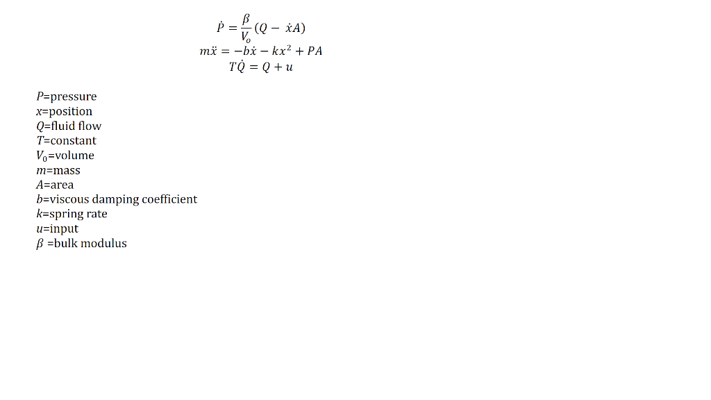 A hydraulic system has the following model | Chegg.com