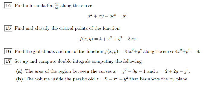 Solved 14 Find a formula for dxdy along the curve | Chegg.com