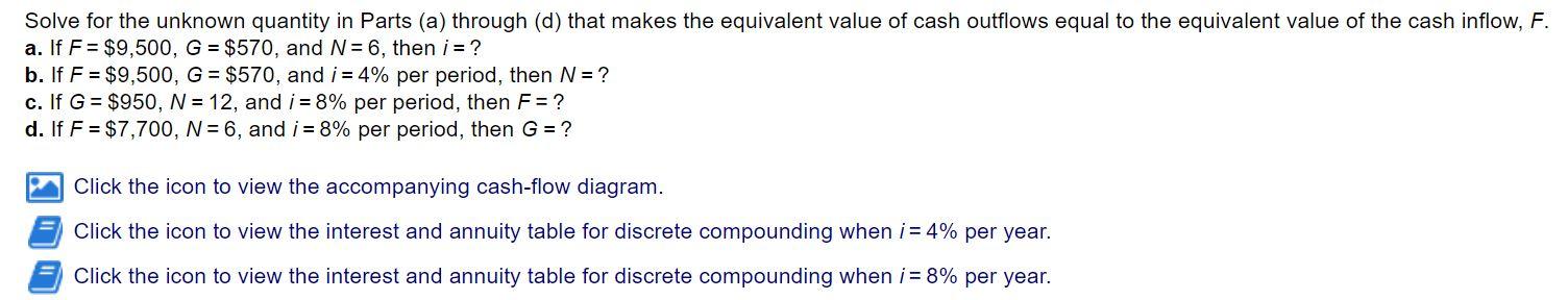 Solved Solve for the unknown quantity in Parts (a) through | Chegg.com