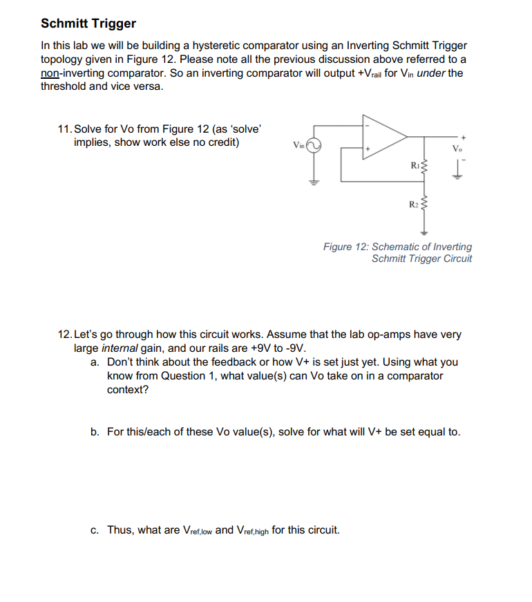 Solved Schmitt Trigger In this lab we will be building a | Chegg.com