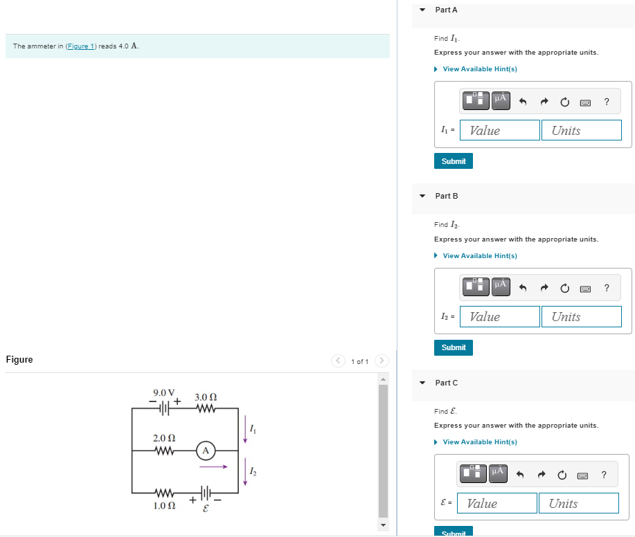 Solved Find I1. The ammeter in (Figure 1) reads 4.0 A. | Chegg.com