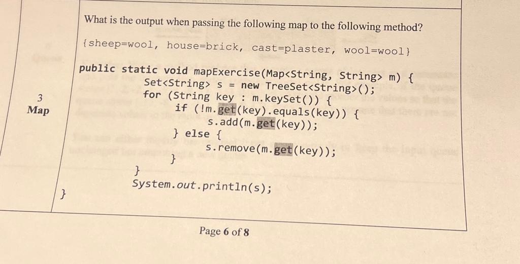 Solved 3 Map } What is the output when passing the following | Chegg.com