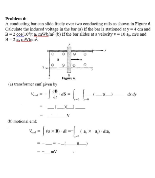 Solved Problem 6: A conducting bar can slide freely over two | Chegg.com