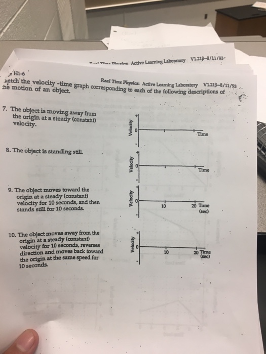 Solved Sketch the velocity-time graph corresponding to each | Chegg.com