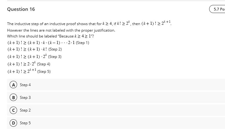 Solved The Inductive Step Of An Inductive Proof Shows That