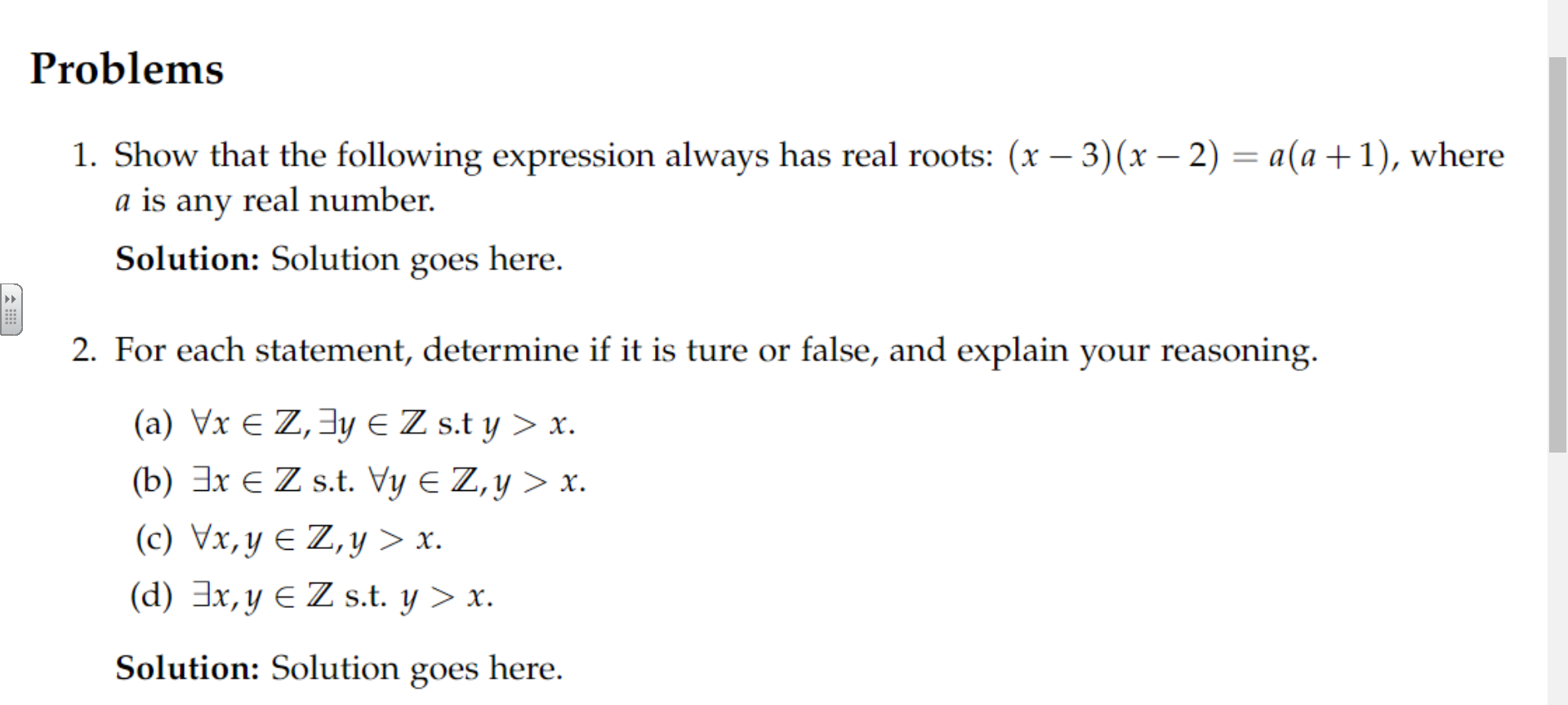 Solved 1. Show that the following expression always has real | Chegg.com