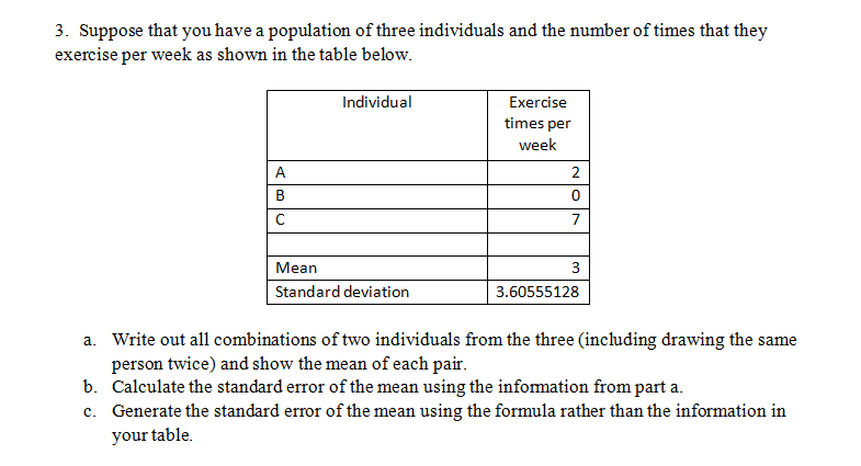 Solved 3. Suppose that you have a population of three | Chegg.com