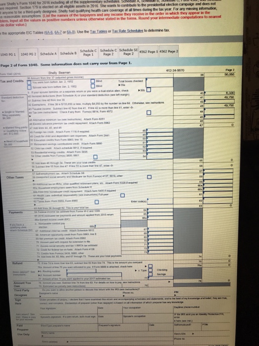 Shelly Beaman (social security number 412-34-5670) s | Chegg.com