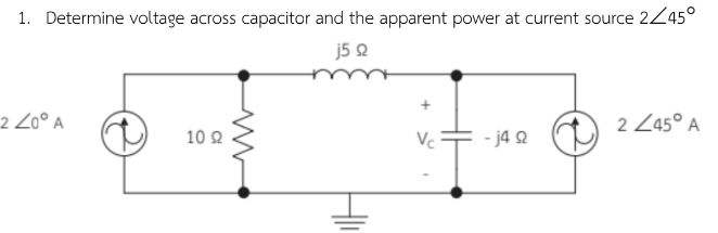 Solved Determine voltage across capacitor and the apparent | Chegg.com