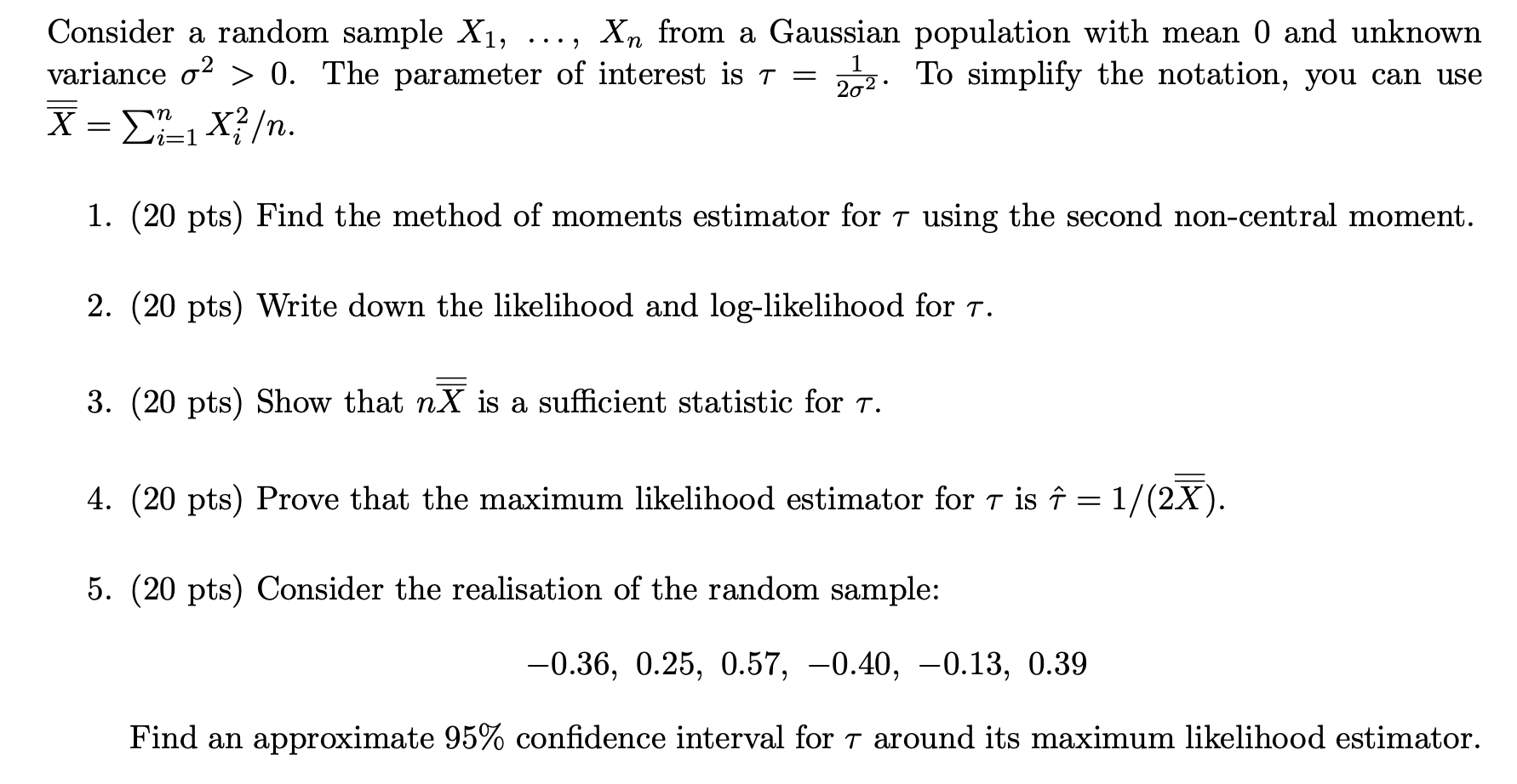 Solved Consider a random sample X1, ..., Xn from a Gaussian | Chegg.com