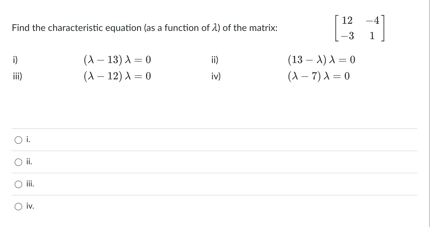 Solved Find the characteristic equation (as a function of λ | Chegg.com