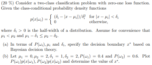 (20\%) Consider a two-class classification problem | Chegg.com