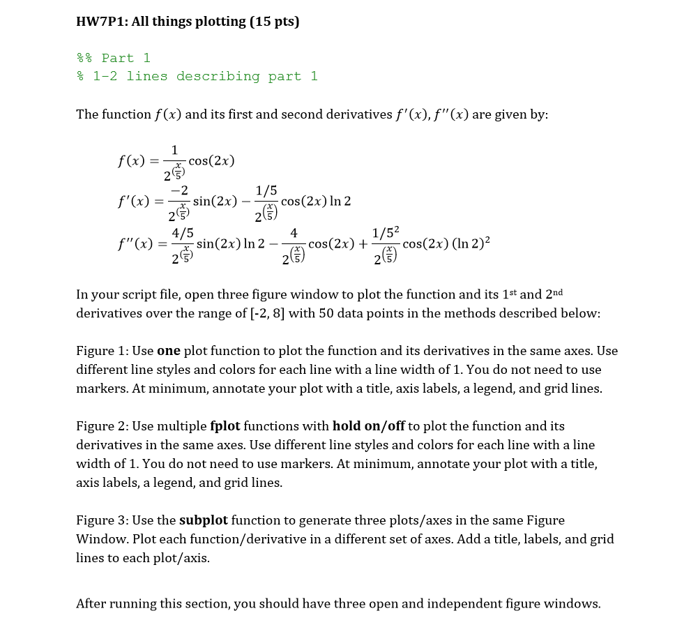 Solved HW7P1: All things plotting (15 pts) %% Part 1 6 1-2 | Chegg.com