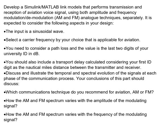 Develop a Simulink/MATLAB link models that performs | Chegg.com