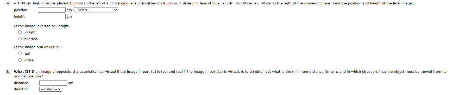 Solved position height cmcm Is the image inverted or | Chegg.com