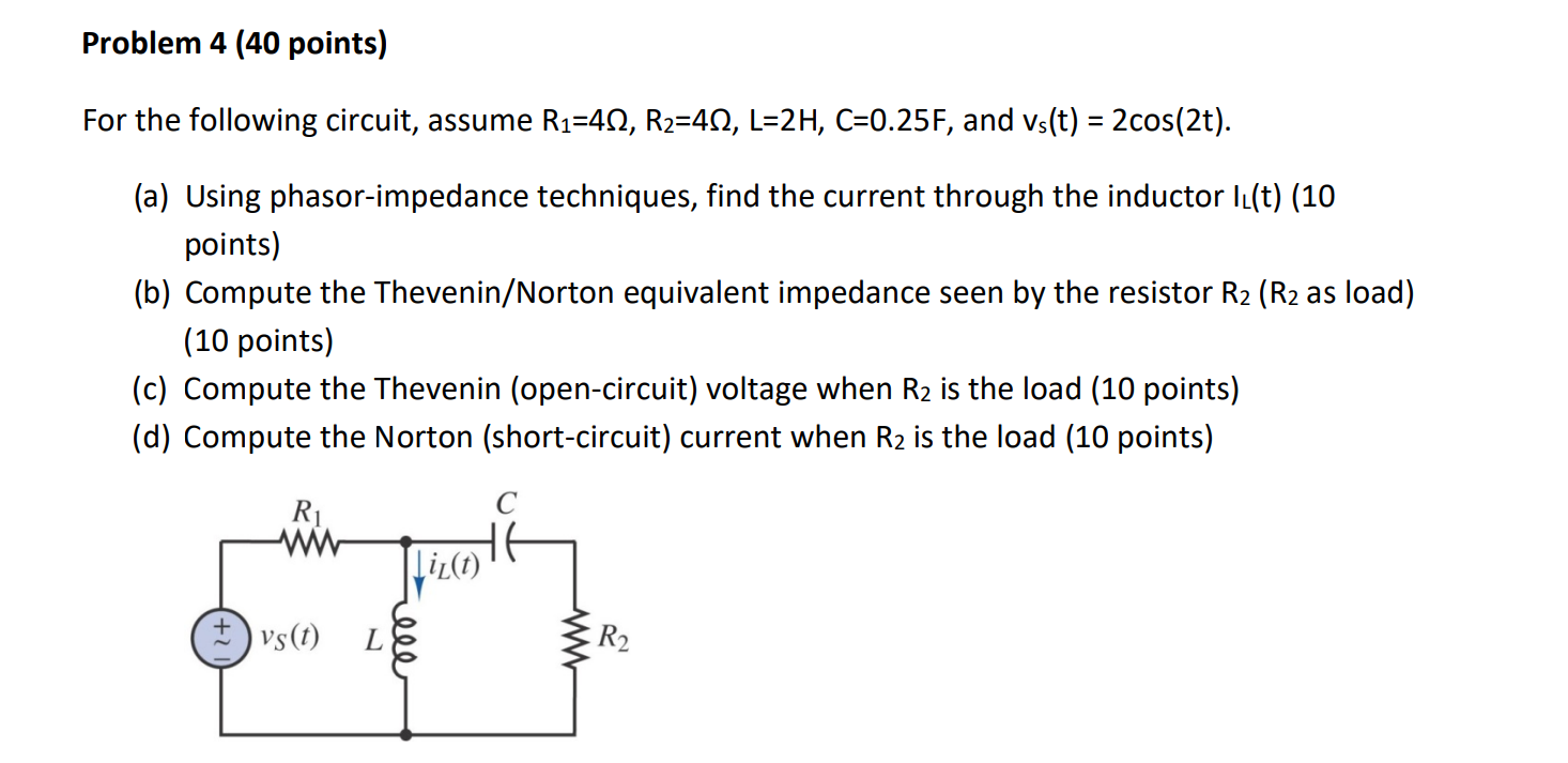 Solved Problem 4 (40 points) For the following circuit, | Chegg.com
