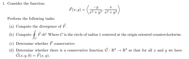 Solved 1 Consider The Function F X Y X2 Y2−y X2 Y2x