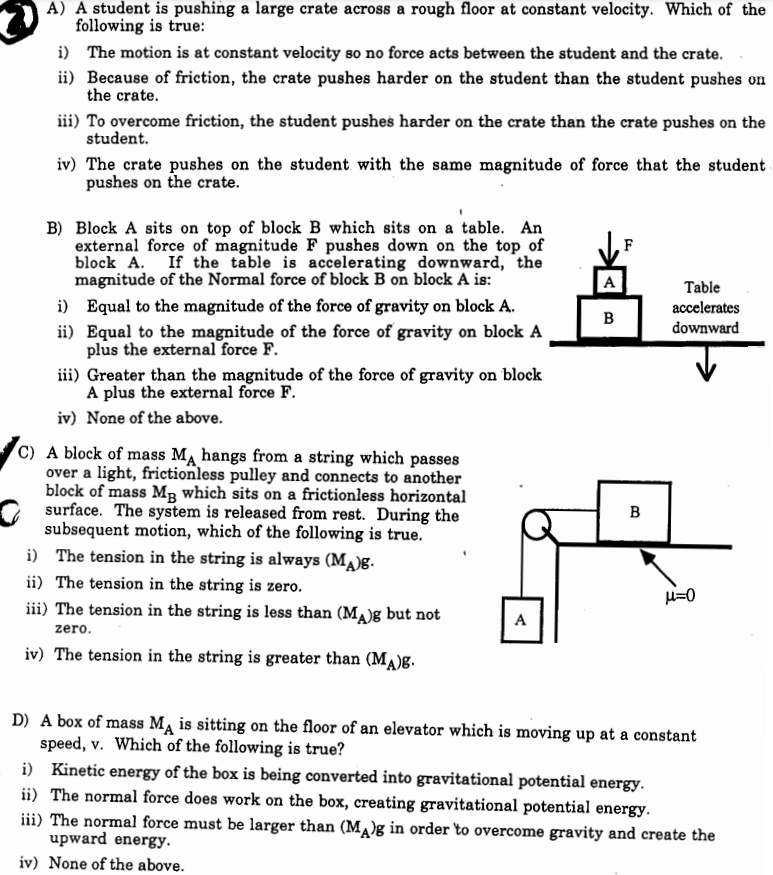 Solved A) A student is pushing a large crate across a rough | Chegg.com
