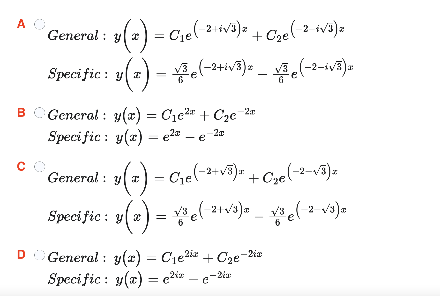 Solved 2. For the equation y′′(x)+4y′(x)+y(x)=0 find the | Chegg.com