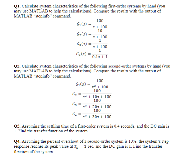 Solved Q1. Calculate system characteristics of the following | Chegg.com