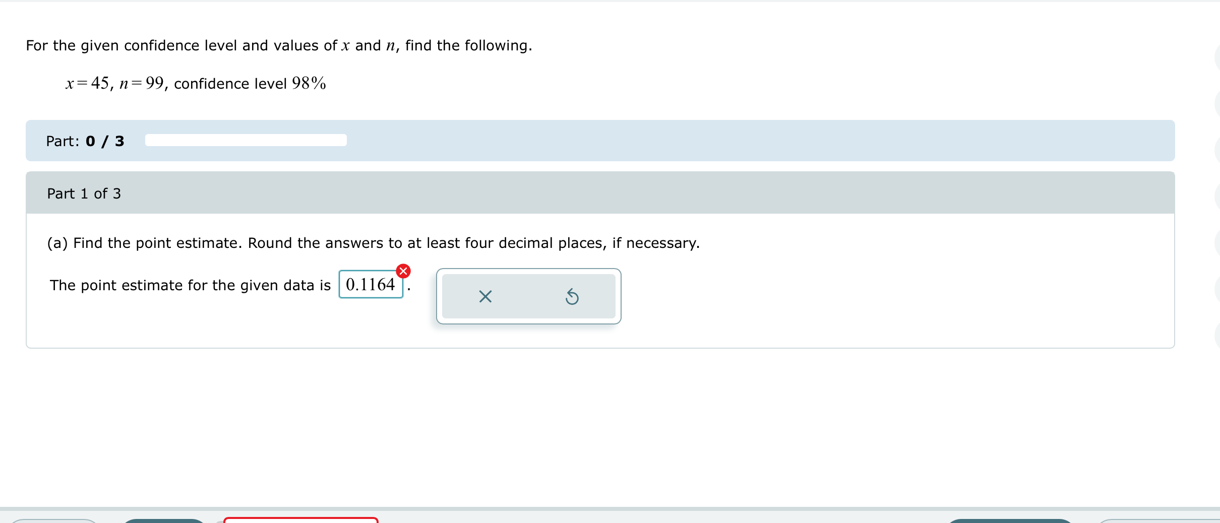 Solved For the given confidence level and values of x and n, | Chegg.com