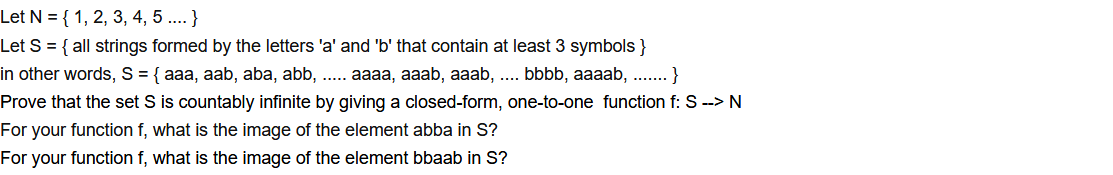 Solved Let N = { 1, 2, 3, 4, 5 .... } Let S = {all strings | Chegg.com
