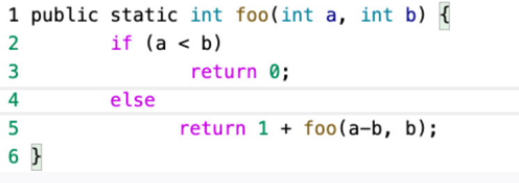 Solved 1 public static int foo(int a, int b) { 2 if (a