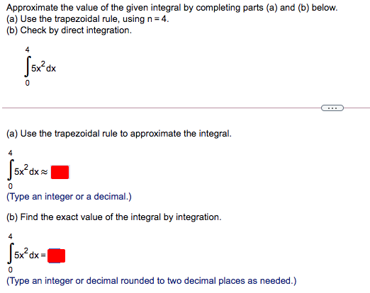 Solved (a) Use the trapezoidal rule to approximate | Chegg.com