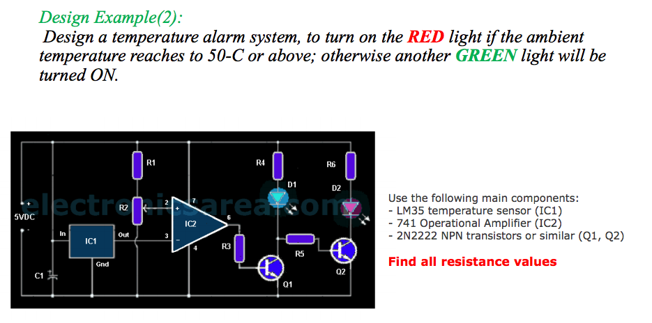 Solved Design Example(2): Design a temperature alarm system, | Chegg.com
