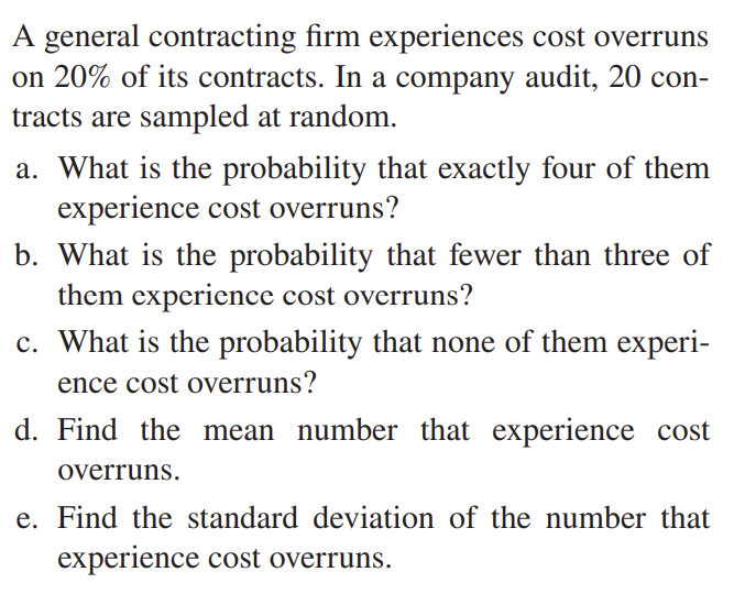 Solved A general contracting firm experiences cost overruns | Chegg.com