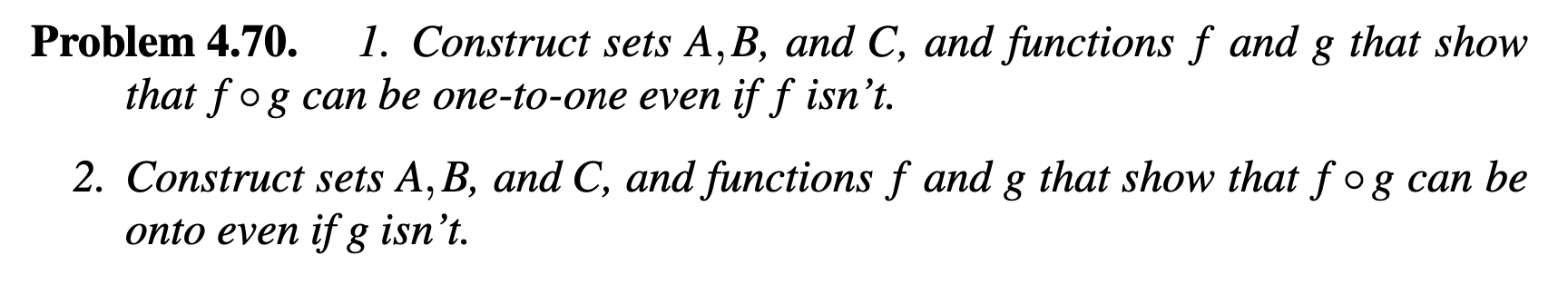 Solved Problem 4.70. 1. Construct sets A,B, and C, and | Chegg.com